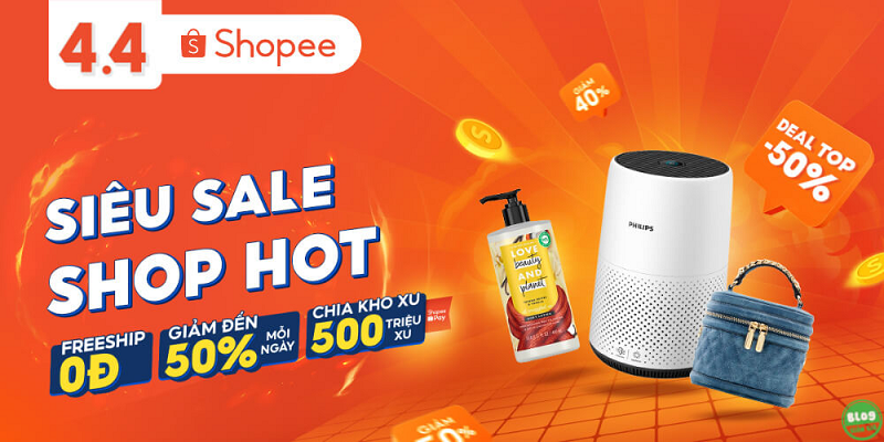 Shopee 4.4: Voucher ngập tràn - Mua gì cũng rẻ